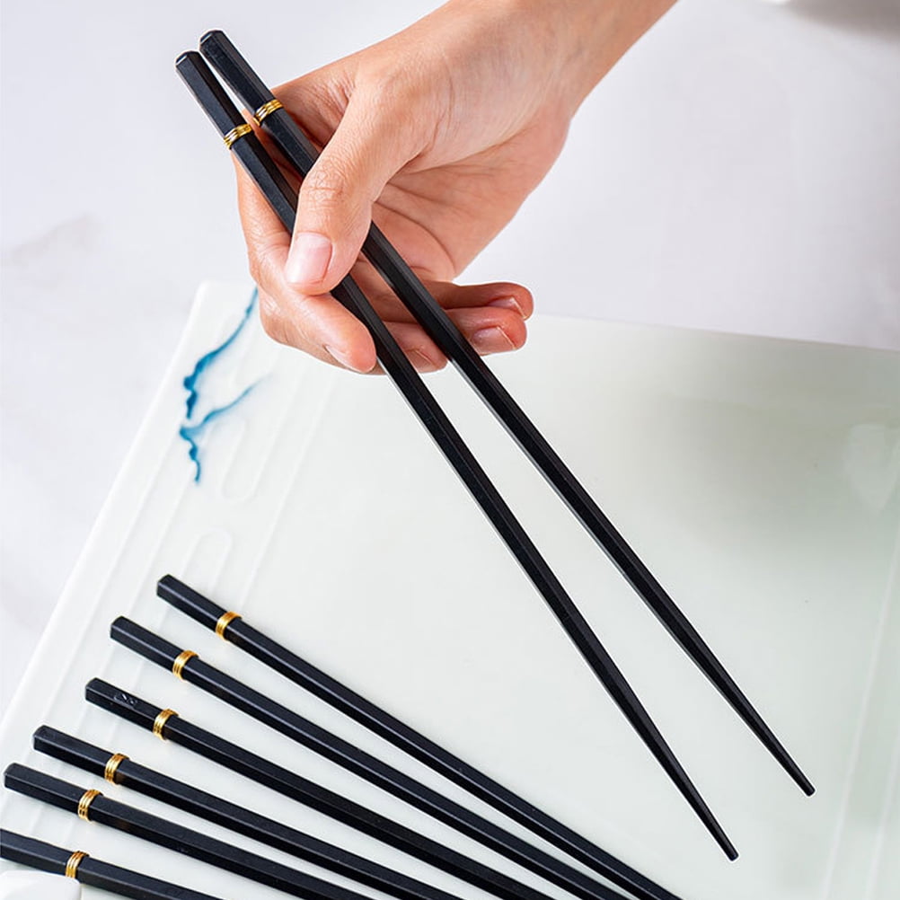 AURARMLET Metal Chopsticks Set 5 Pairs Black Polymer Glass Fiber Non ...