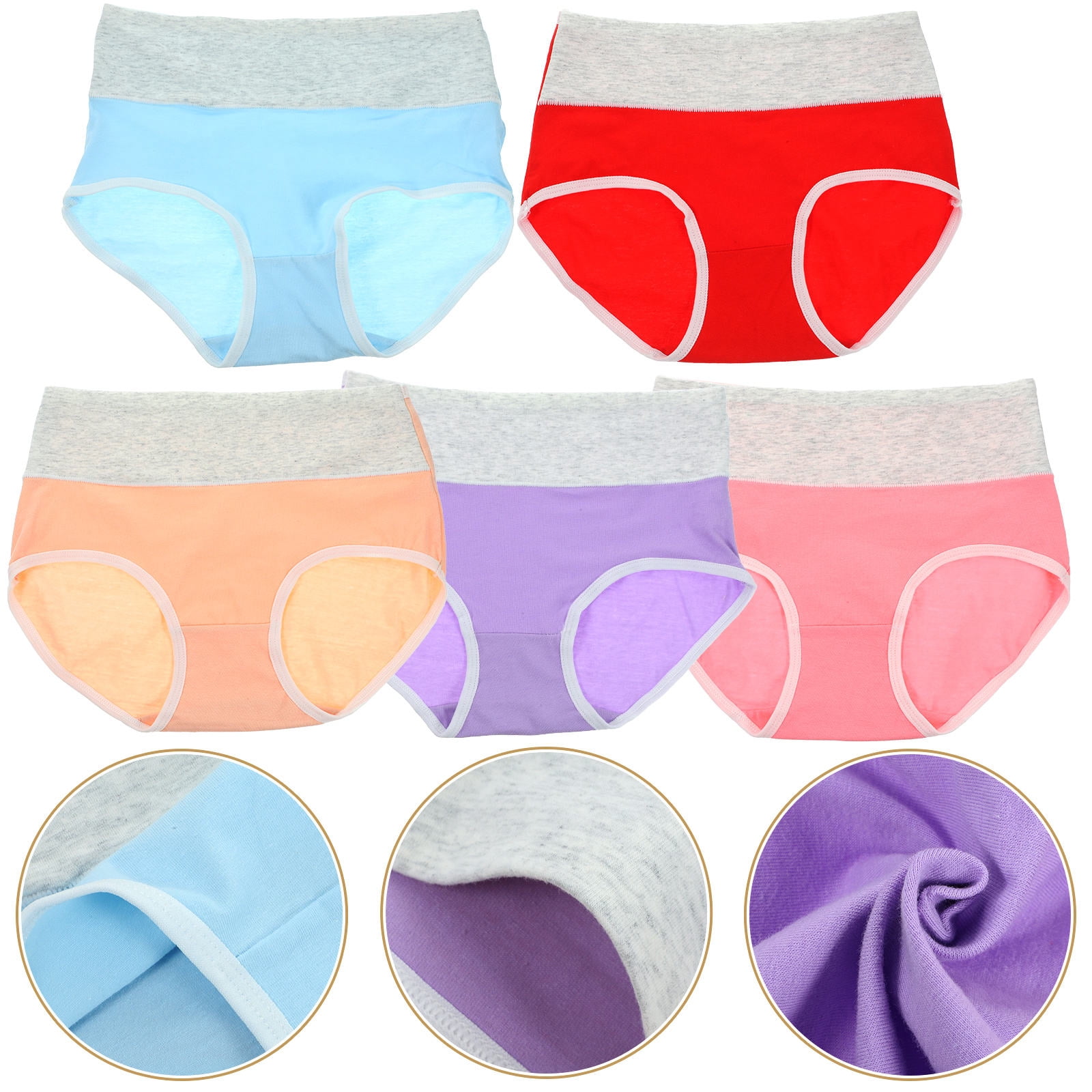 AURARMLET 5Pack High Waist Cotton Underwear Stretch Briefs Skin ...