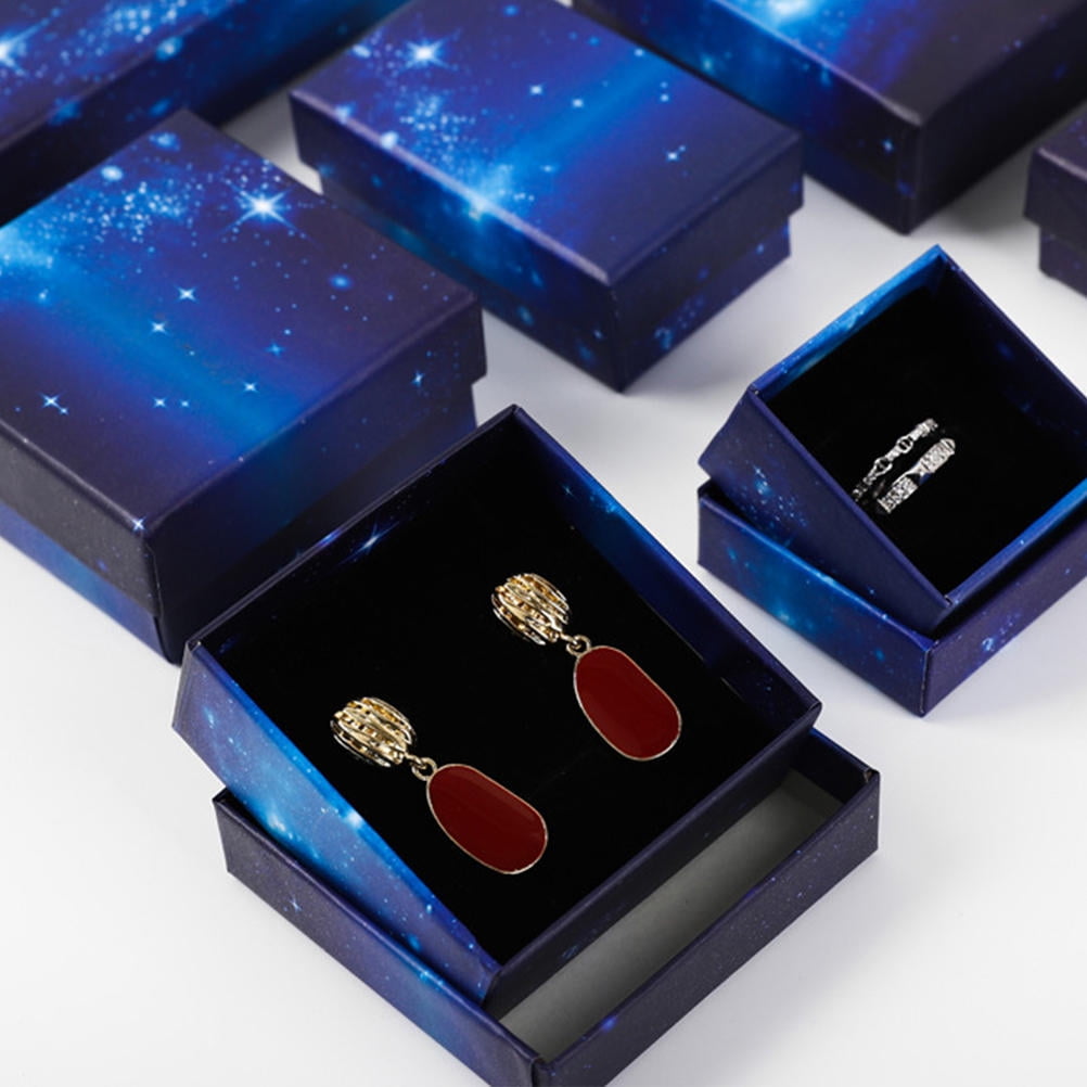 AURARMLET Small Jewelry Box Blue Paperboard 6Pcs 2.75X2.75X1.18In ...