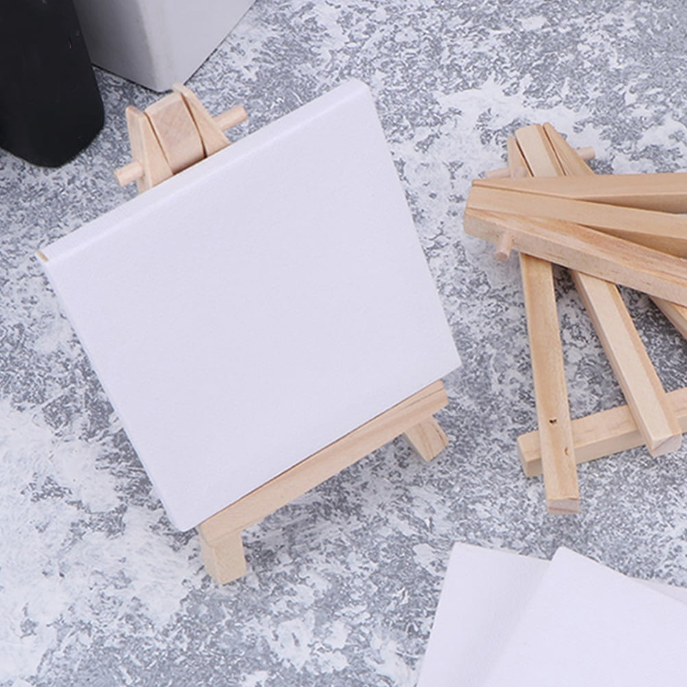 AURARMLET DIY Art Projects Easel Canvas Board Natural Wood Color 6 Sets ...