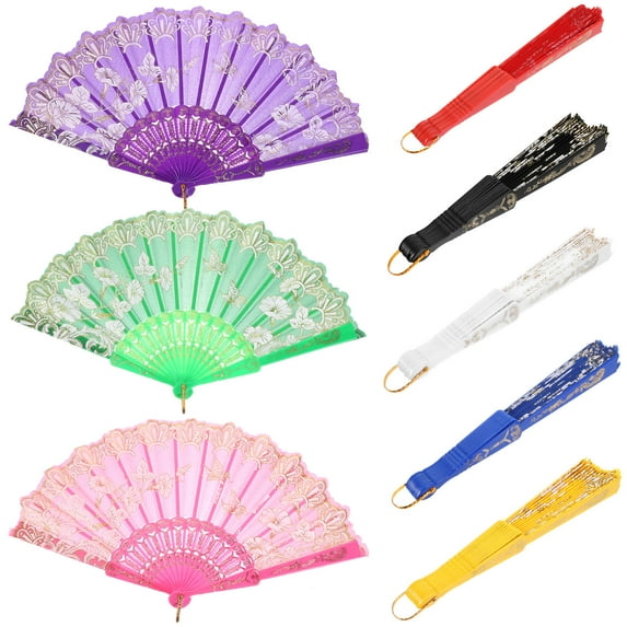 AURARMLET Retro Folding Fan Assorted Color Lightweight Silk Cloth ...