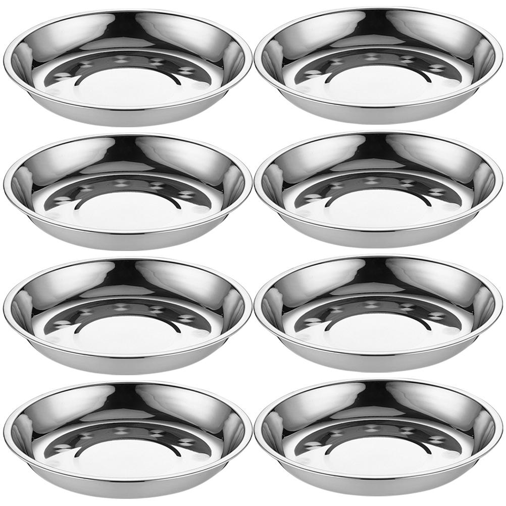 AURARMLET Stainless Steel Serving Plate Dinner Plates Silver 8Pcs for ...