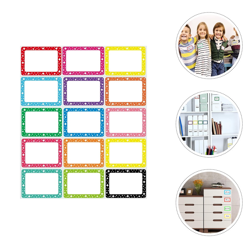 AURARMLET Assorted Color Name Labels Thick Paper Sticker Tabs for ...