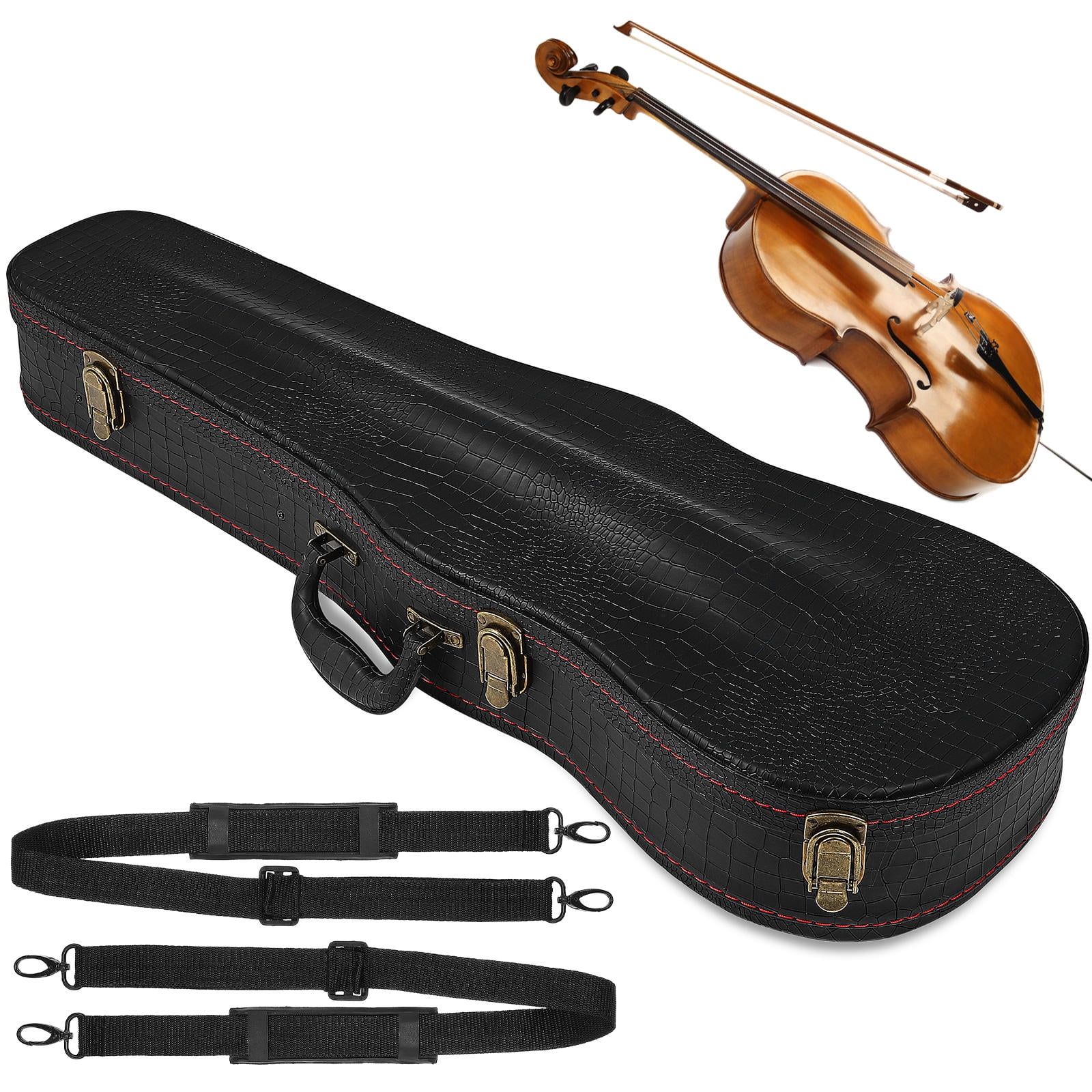 AURARMLET Black Portable Violin Case Hard Shell Storage Box with ...