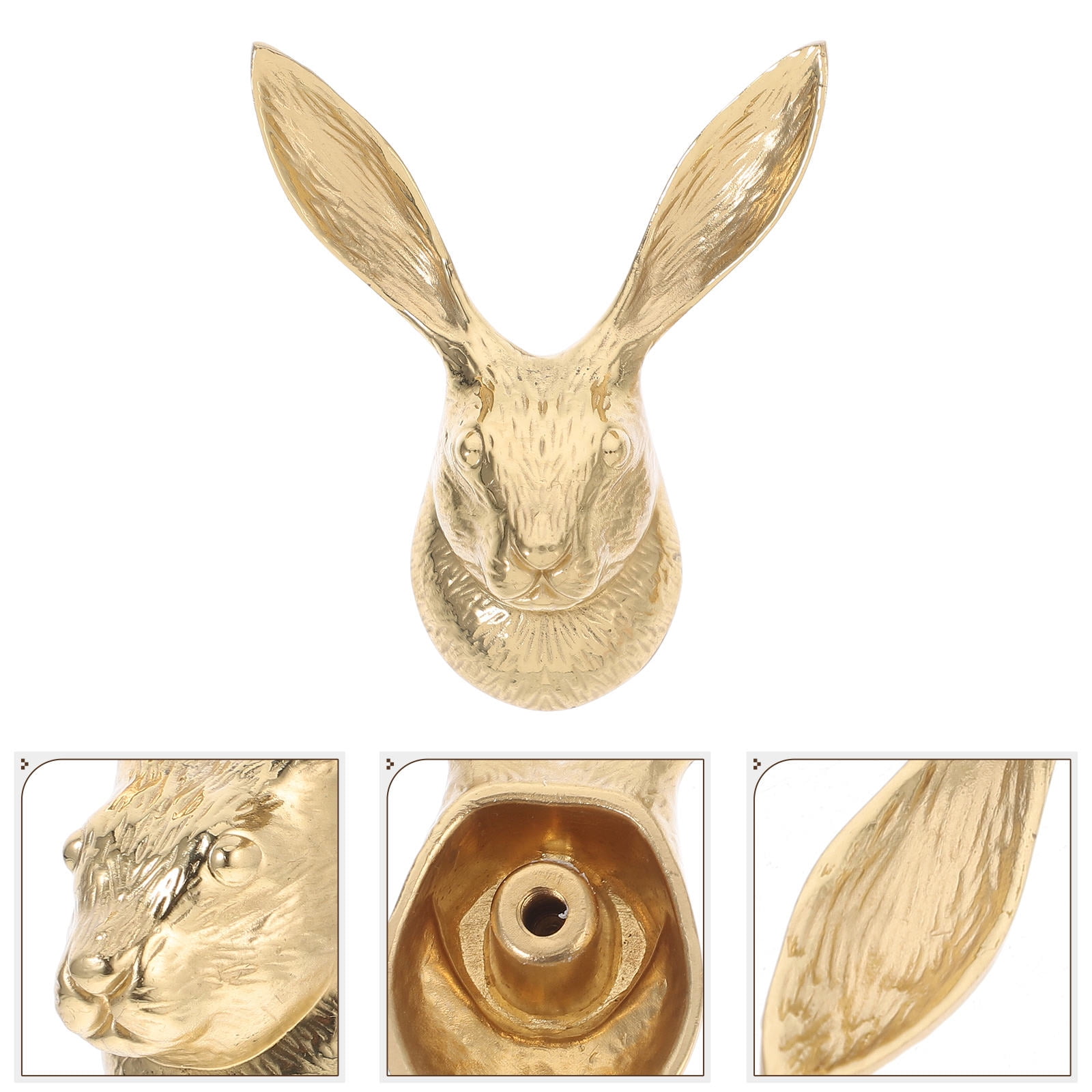 AURARMLET Bunny Head Shaped Golden Brass Knob 1Piece Animal Knobs for ...