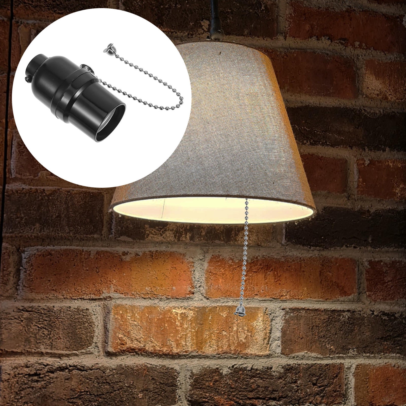 AURARMLET Ceiling Light Pull Chain Lamp Holder Black Plastic Light ...