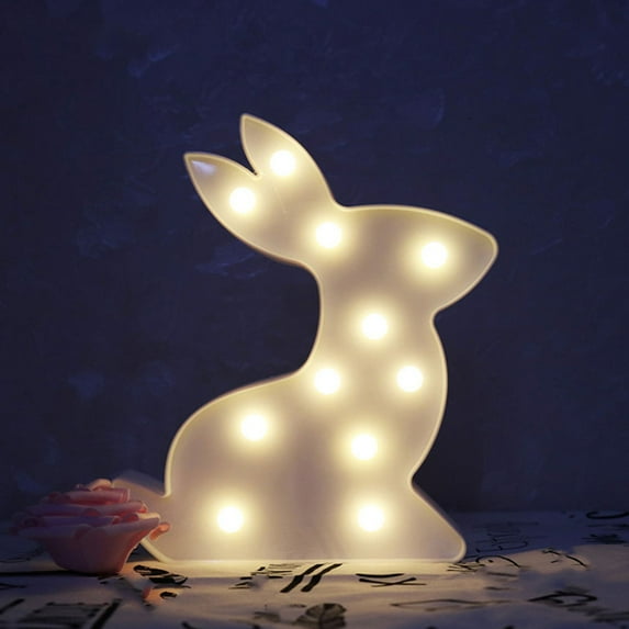 AURARMLET Creative White LED Neon Night Light Rabbit Shape Table Lamp ...