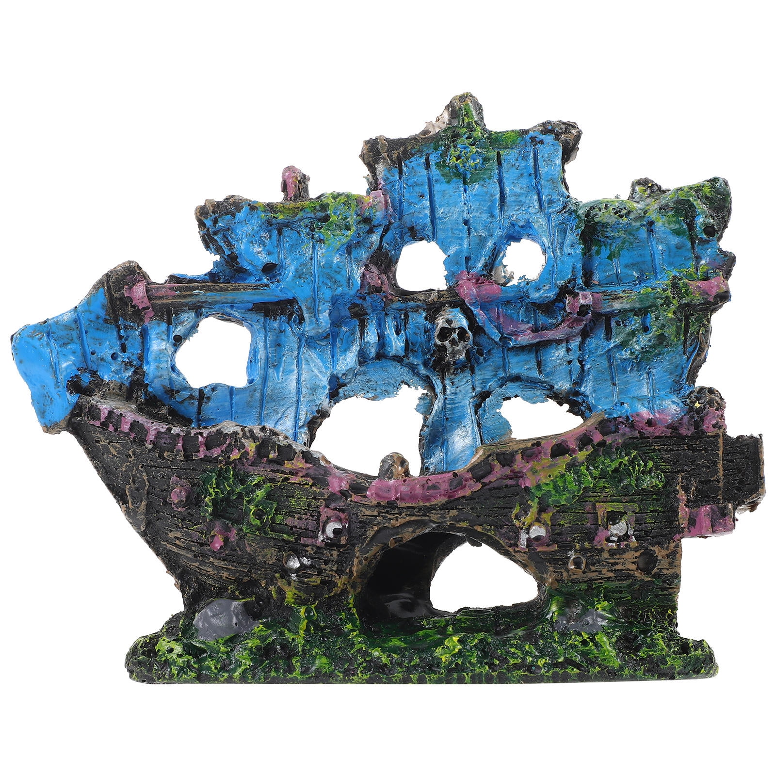 AURARMLET Fish Tank Cave Aquarium Sunken Ship Decoration Resin 1Pcs ...