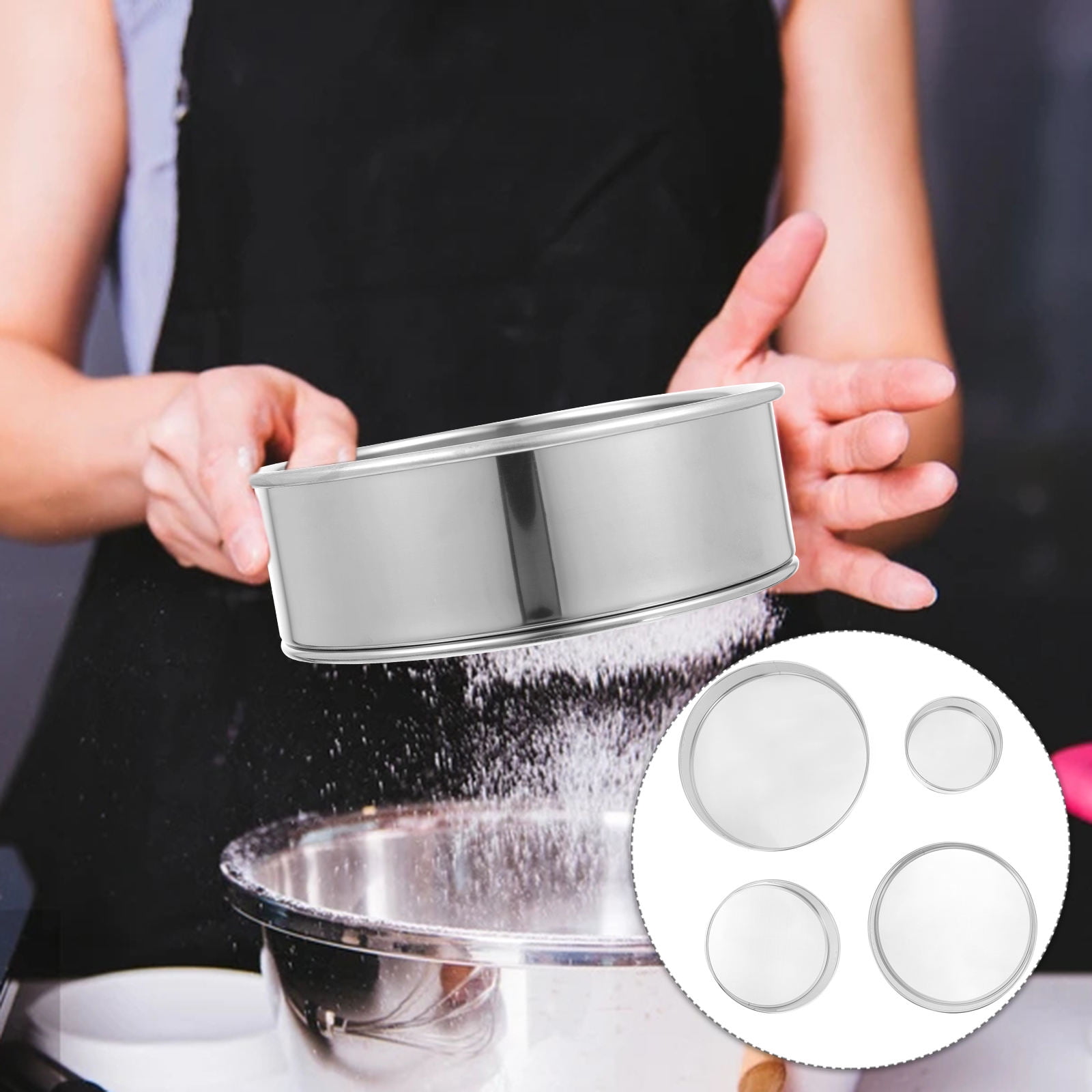AURARMLET Flour Sieve 4Pcs for Baking with 304 Stainless Steel and 60 ...