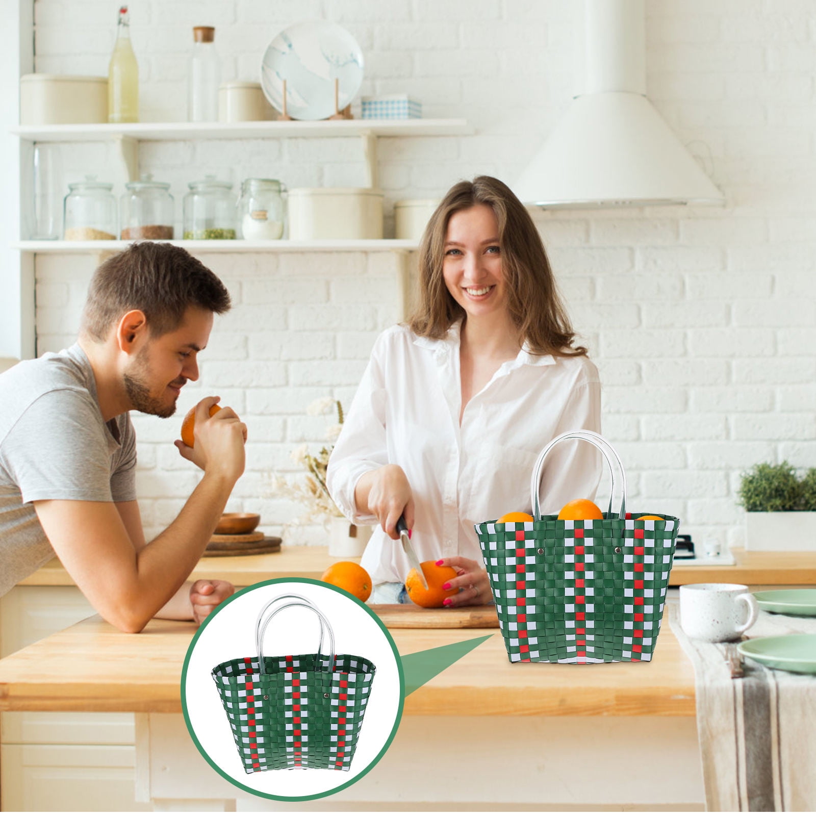 AURARMLET Woven Storage Basket for Picnic Green PVC 1Pack - Walmart.com