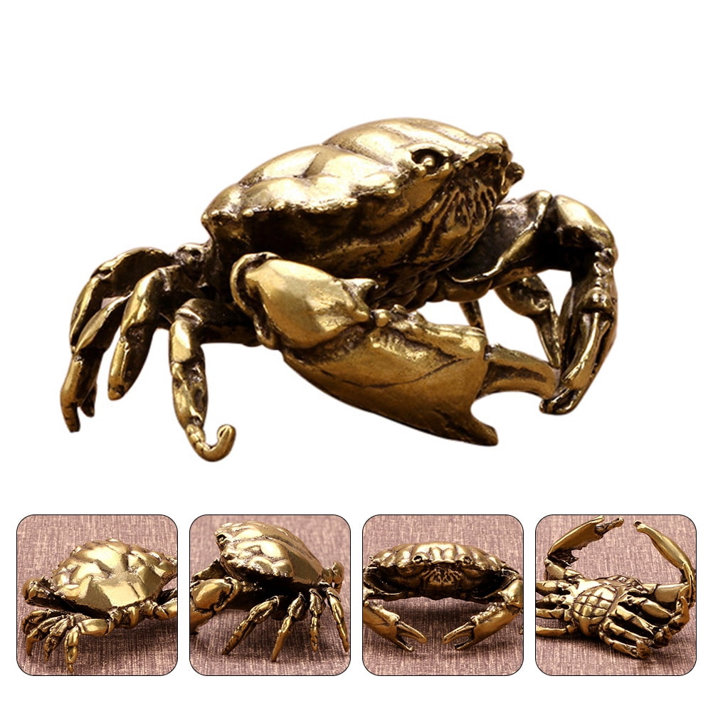 AURARMLET 1Pc Golden Brass Crab Sculpture Chic Table Decoration Sturdy ...