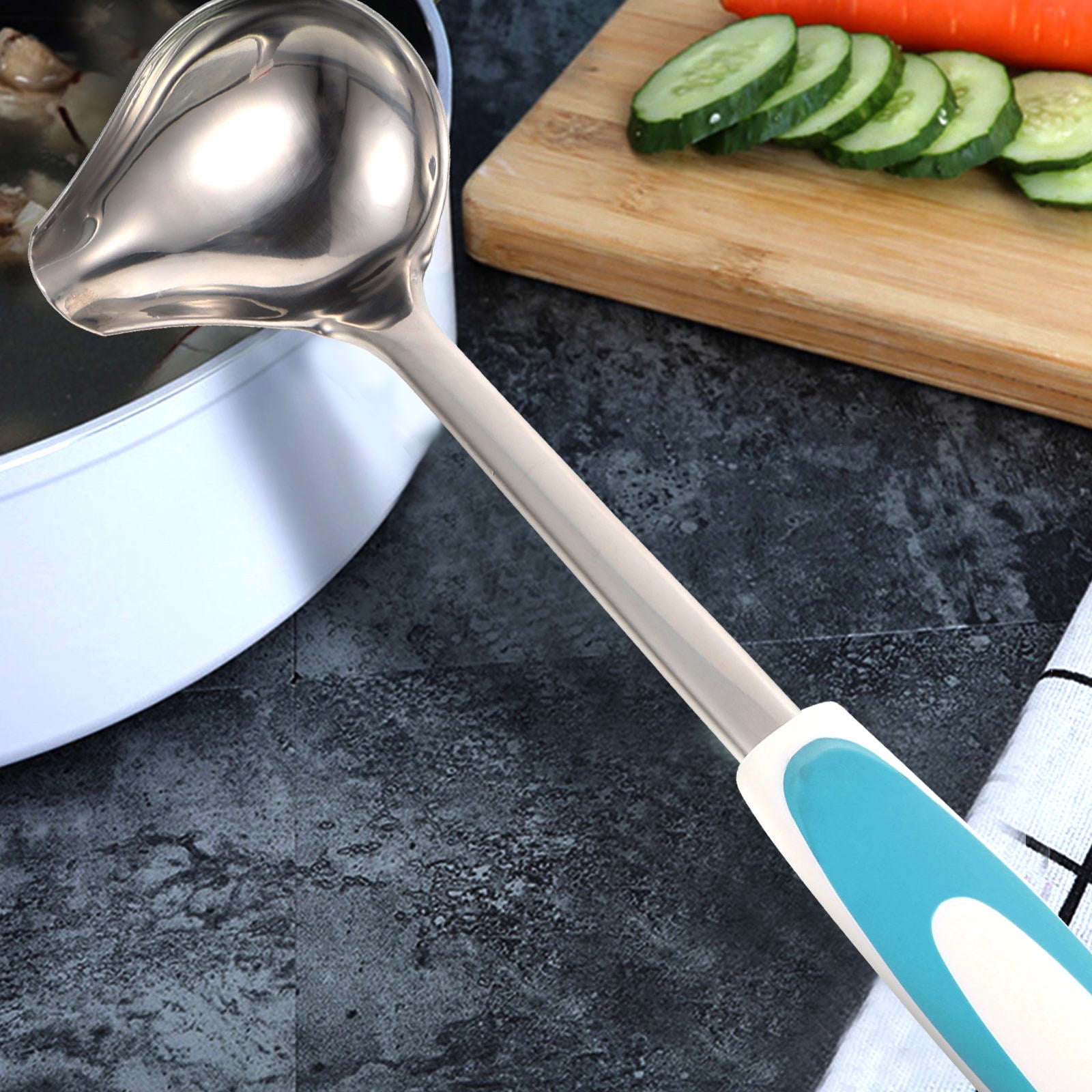 AURARMLET Kitchen Ladles with Pour Spout for Restaurants Anti Slip Drip ...