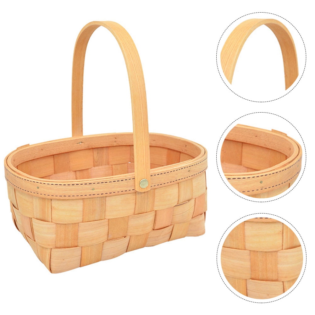 AURARMLET Portable Woven Wooden Basket with Handle for Flower and ...