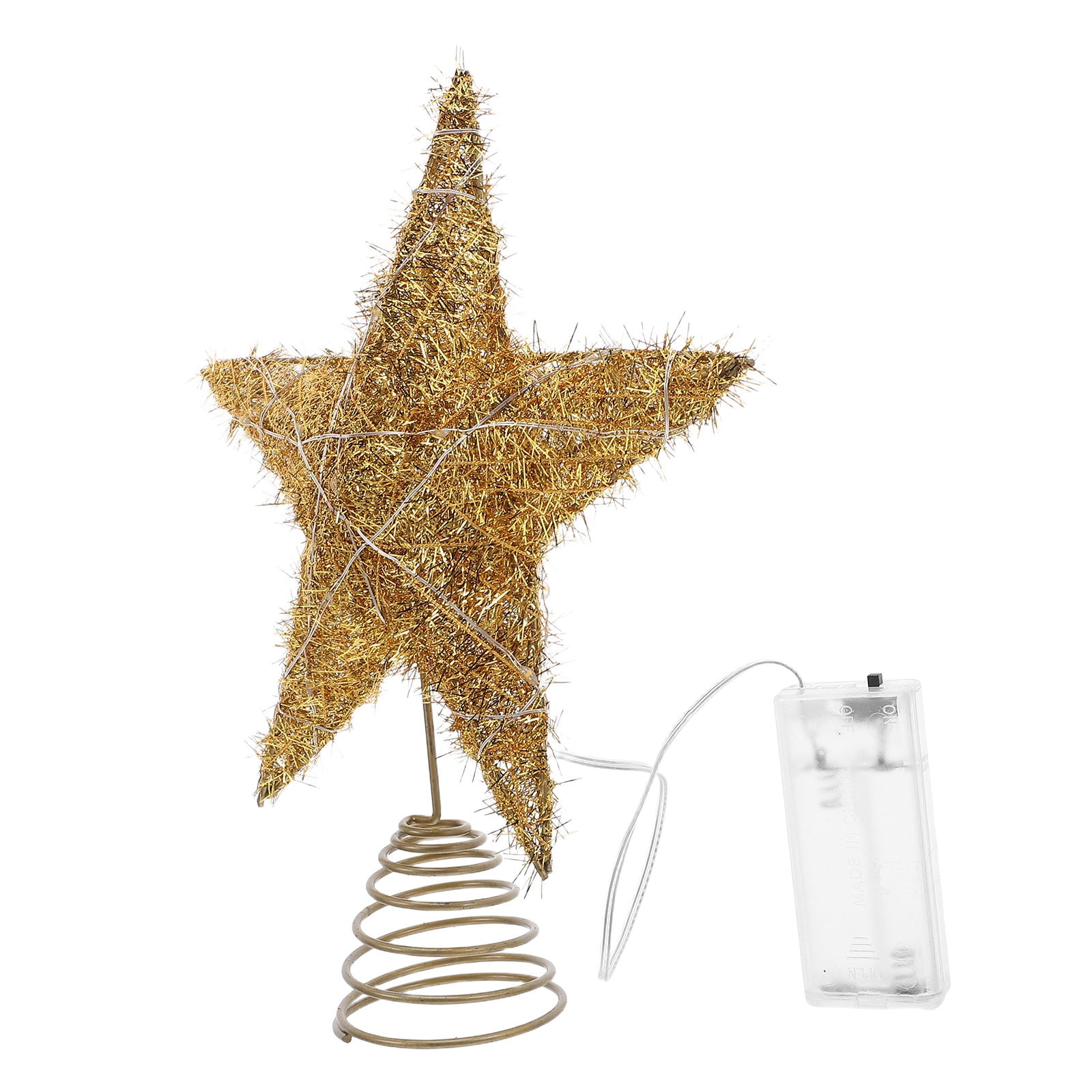 AURARMLET Golden Metal Christmas Tree Star Topper with Warm LED Lights ...