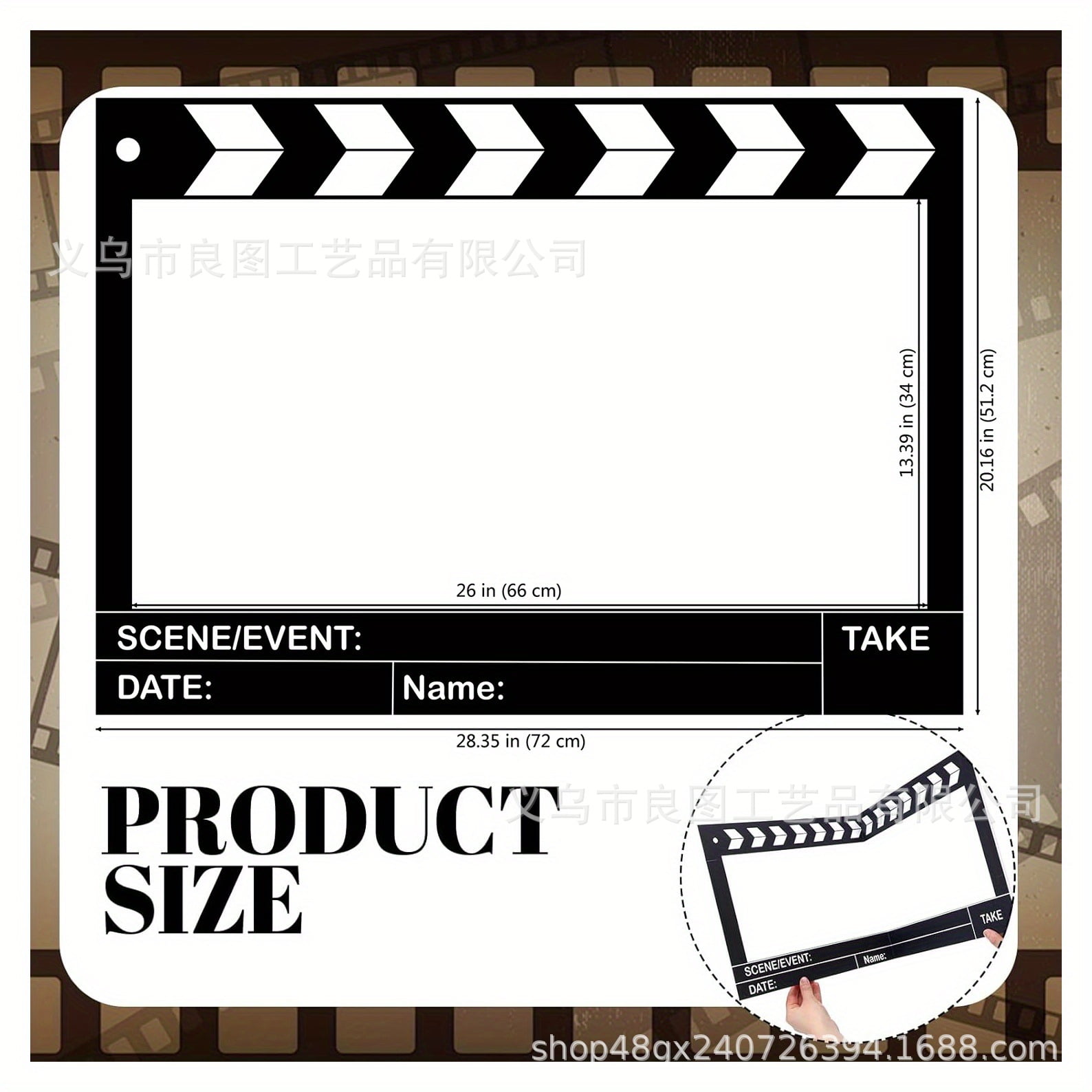 AURARMLET Creative Movie Film Clapper Board Photo Frame for Fun Party ...