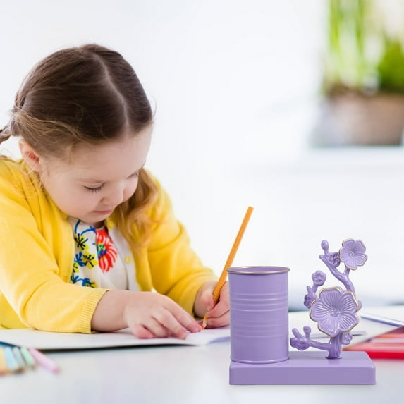AURARMLET Multifunctional Purple Metal Pencil Holder for Desk Office ...
