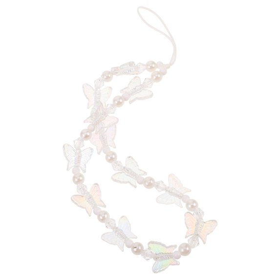 AURARMLET Non Slip White Beaded Phone Handle Strap with Butterfly Charm ...