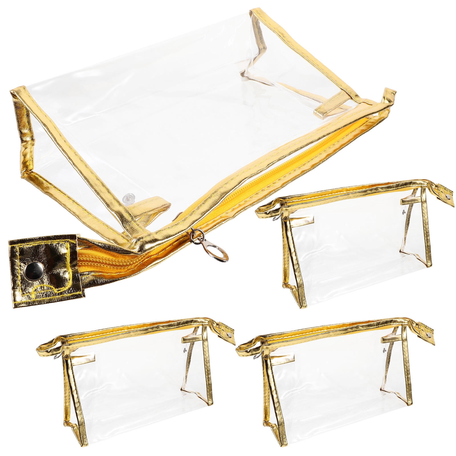 AURARMLET 4Pcs Transparent Makeup Bag Golden Portable Cosmetic ...
