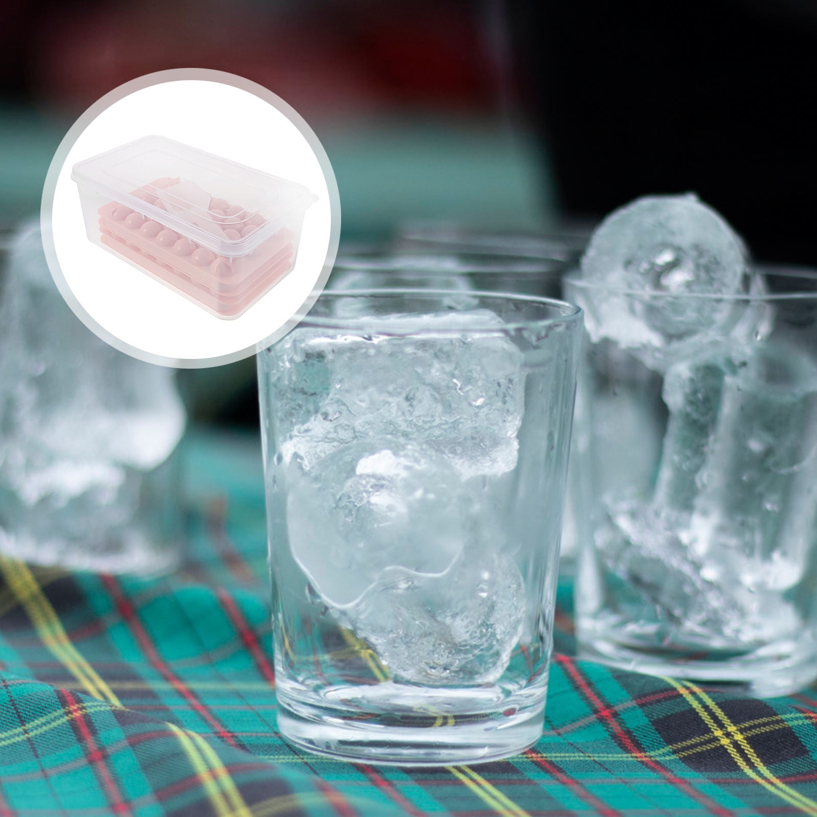 AURARMLET Pink Ice Cube Trays 1 Set Ice Mold Set Round Shape Covered ...
