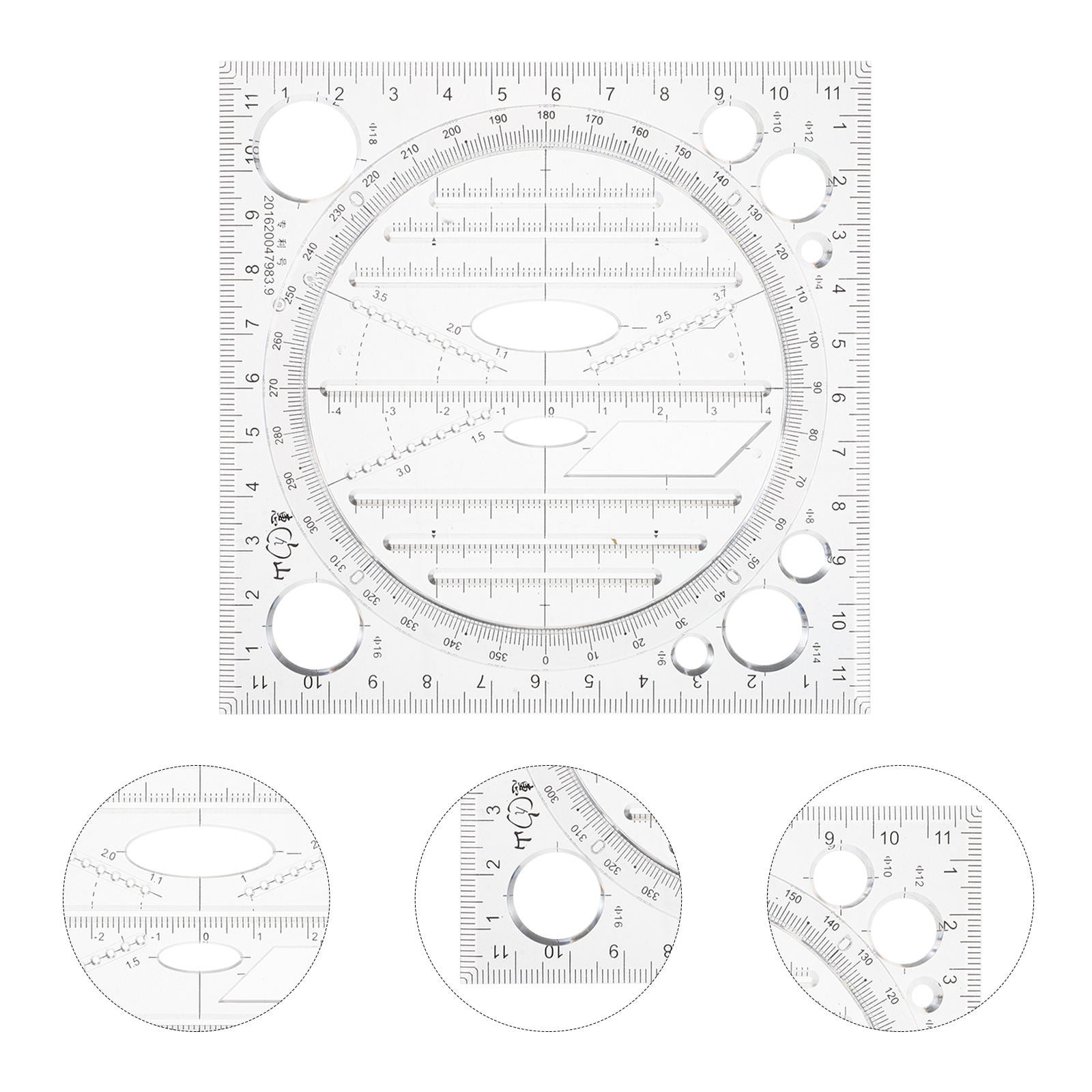 AURARMLET Precision Engineering Tool Geometric Drawing Template Plastic ...