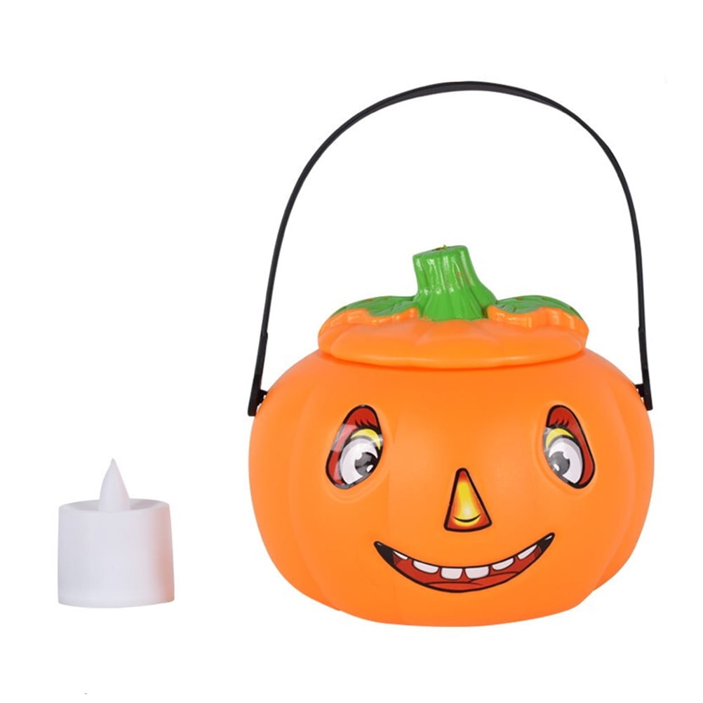 AURARMLET Plastic Pumpkin Bucket With Led Candle Orange 1Set 6.3X5.1In ...