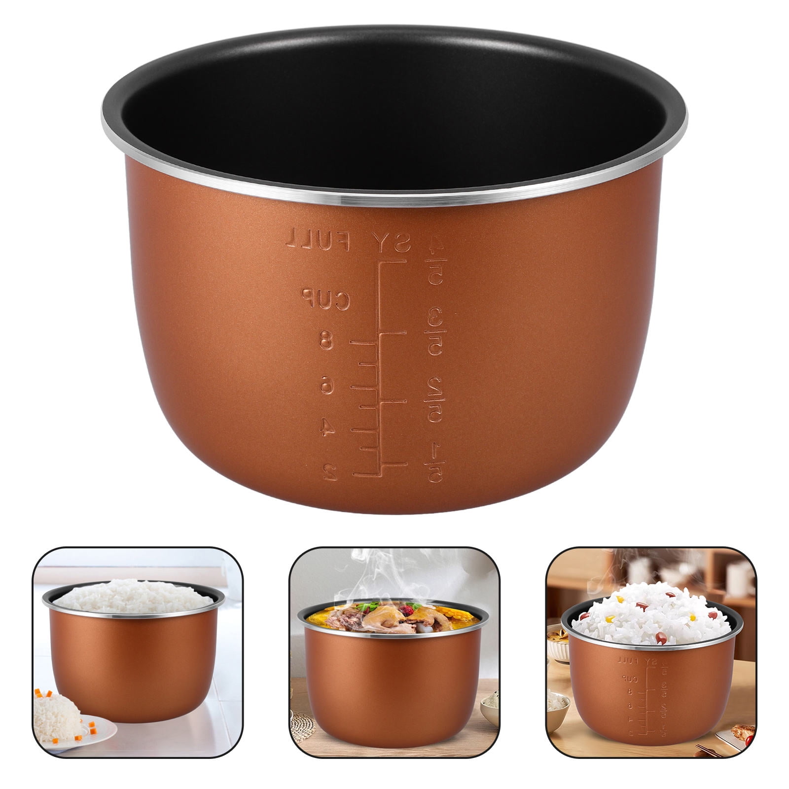 AURARMLET Inner Pot for Rice Cooker Aluminum Alloy Inner Pot Brown 1Set ...
