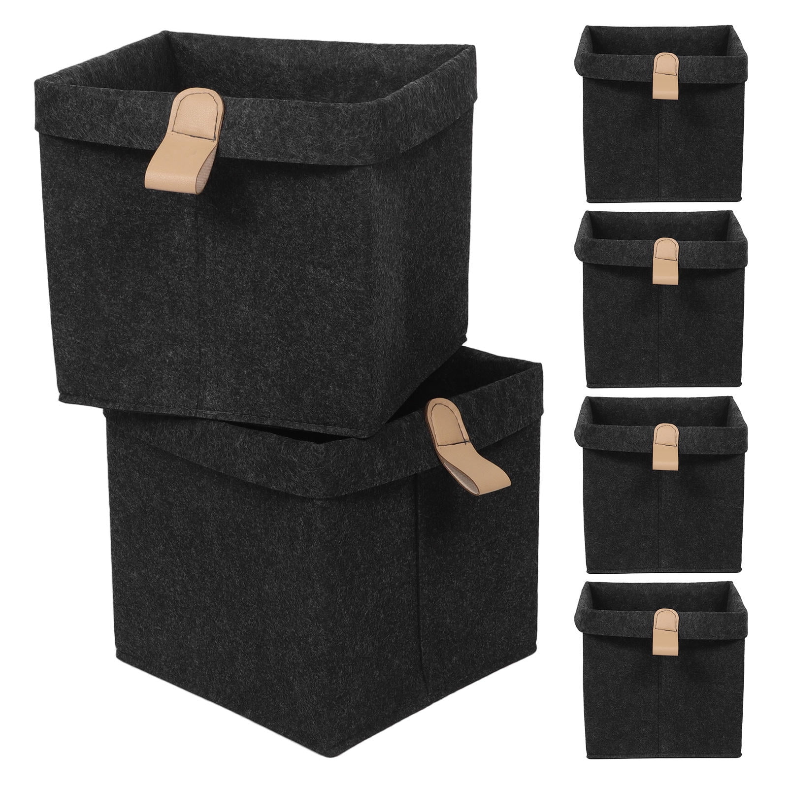 AURARMLET Set of 6 Felt Storage Bins Dark Grey, Space-Saving Portable ...