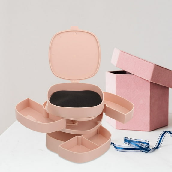 AURARMLET Rotating Jewelry Organizer Pink Small Trinket Box for ...