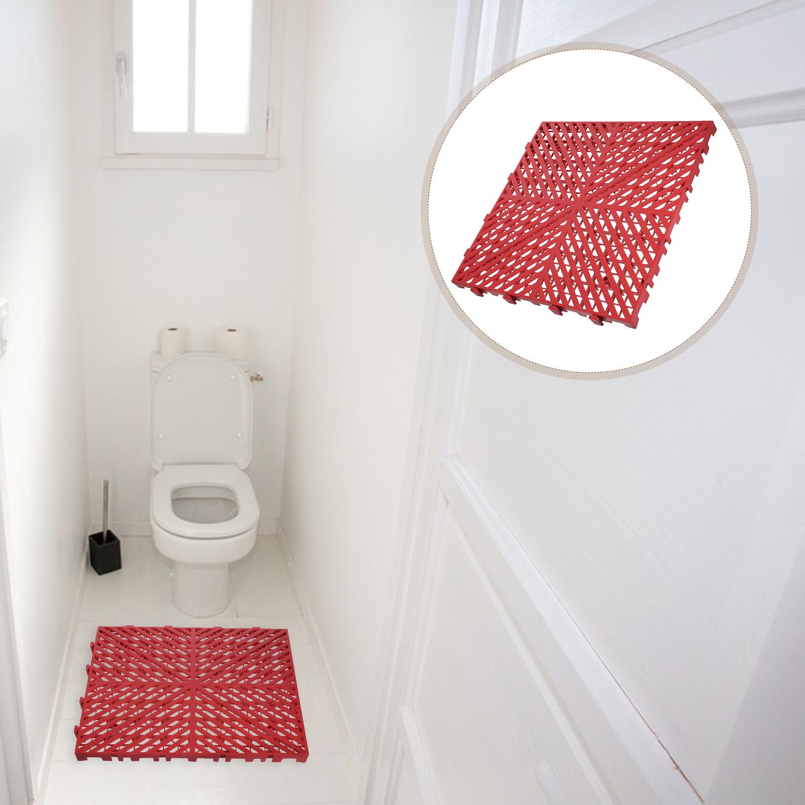 AURARMLET Red Interlocking Floor Mat with Anti- Design, PP Material for ...