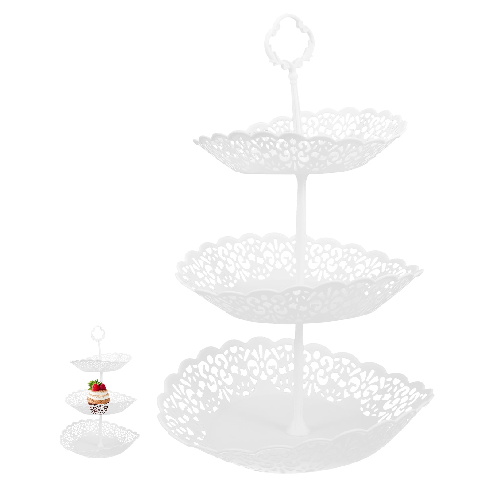 AURARMLET White Three Tier Cake Display Stand Made of PP Plastic for ...