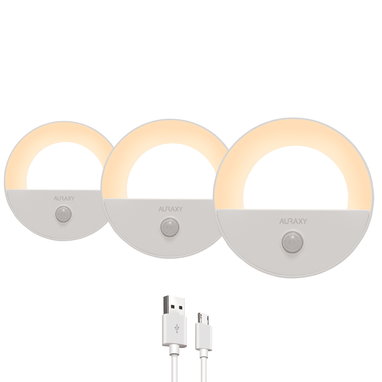 AURAXY Rechargeable Motion Sensor Night Light, Warm Whit LED Auto ...