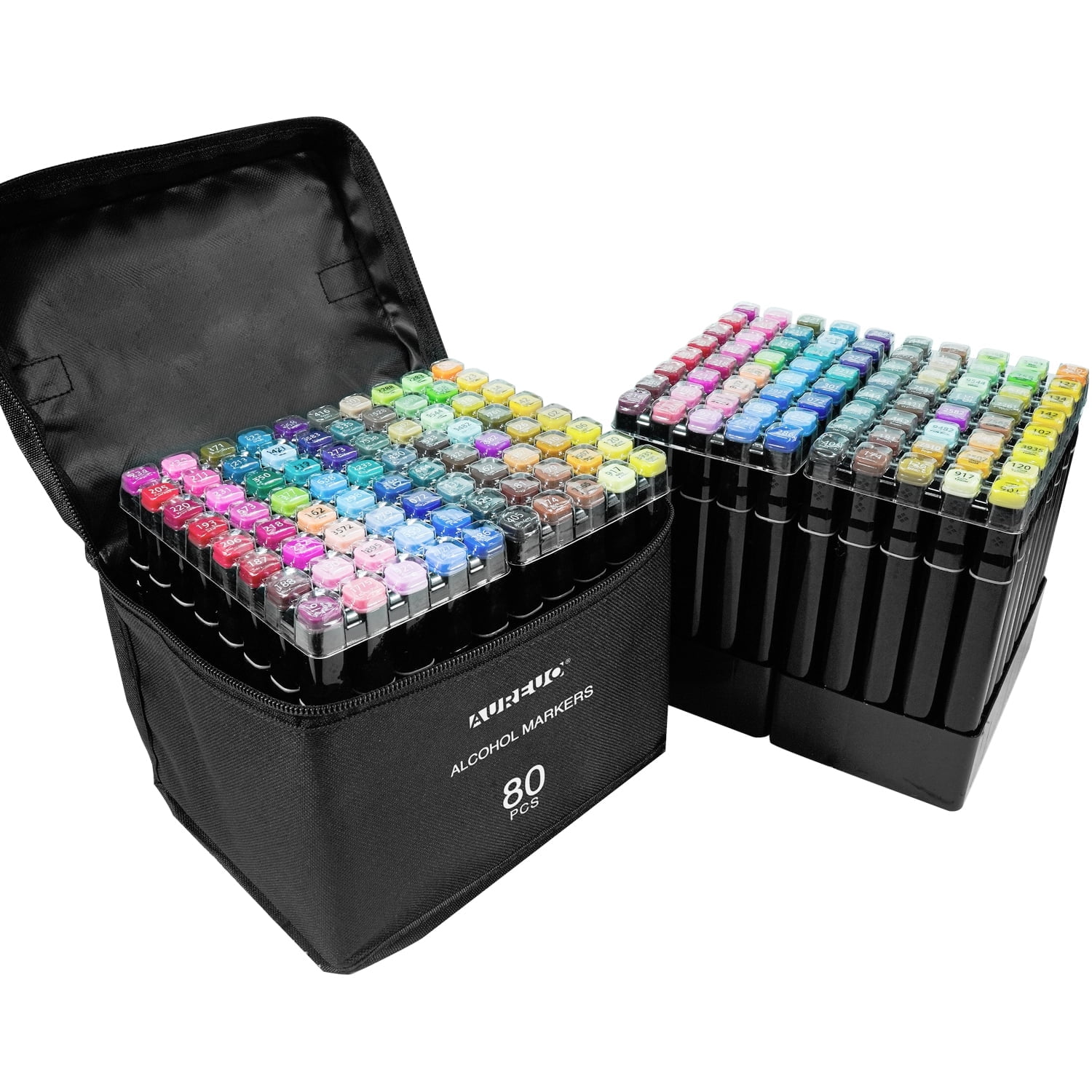AUREUO 80 Colors Alcohol Markers Set - Dual Tip Alcohol Based Ink ...