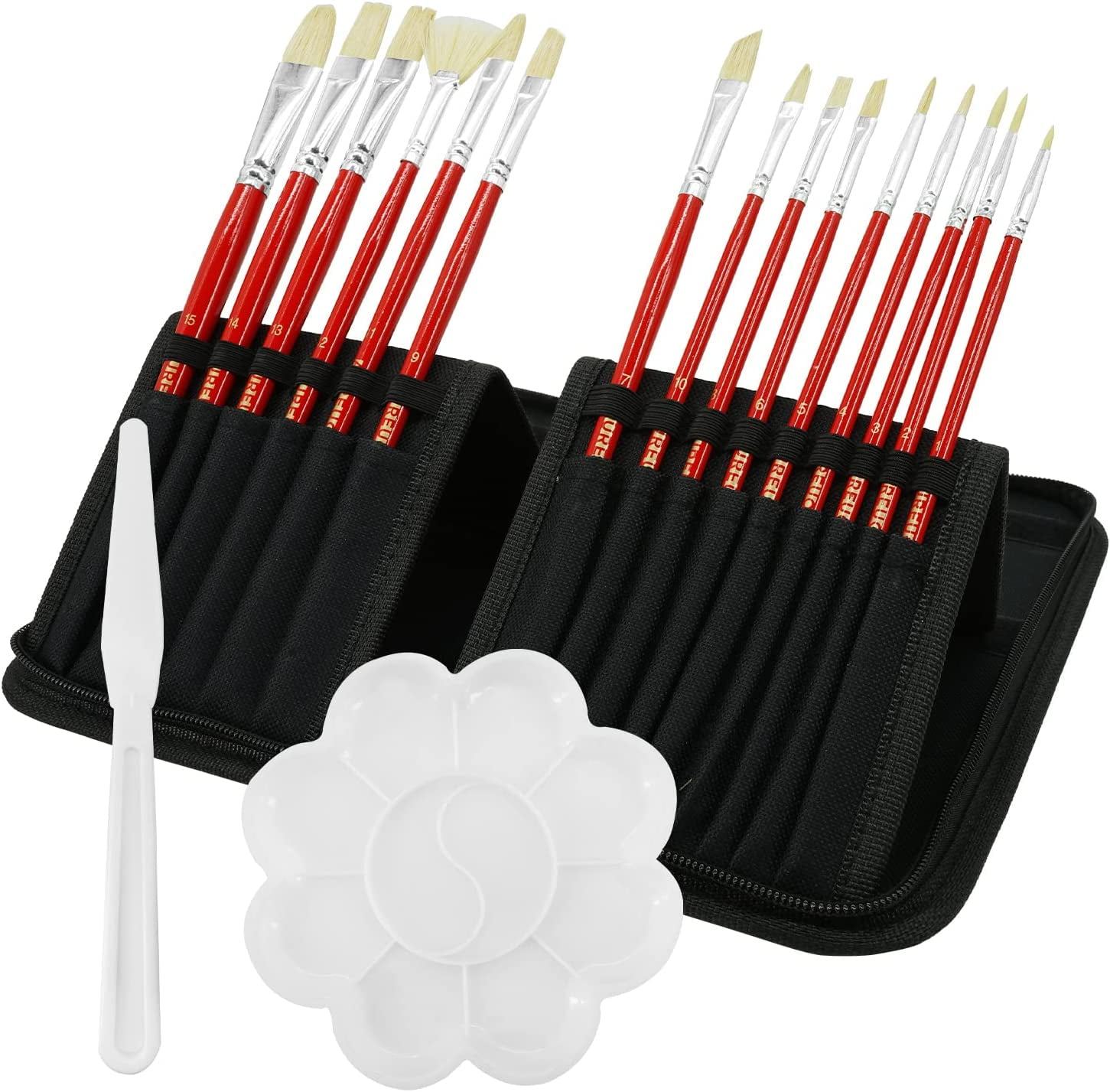 AUREUO Oil Paint Brush Set - 15 Hog Bristles Painting Brushes, Paint ...