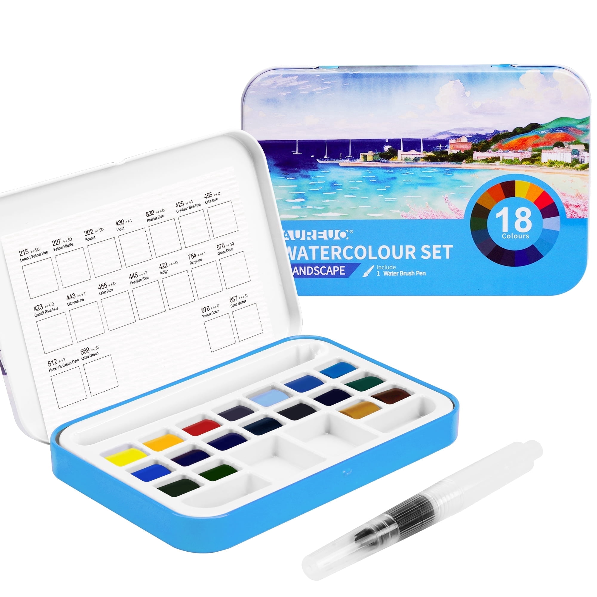 AUREUO, Watercolor Paints, 18 Half Pan, Matte Finish - Walmart.com