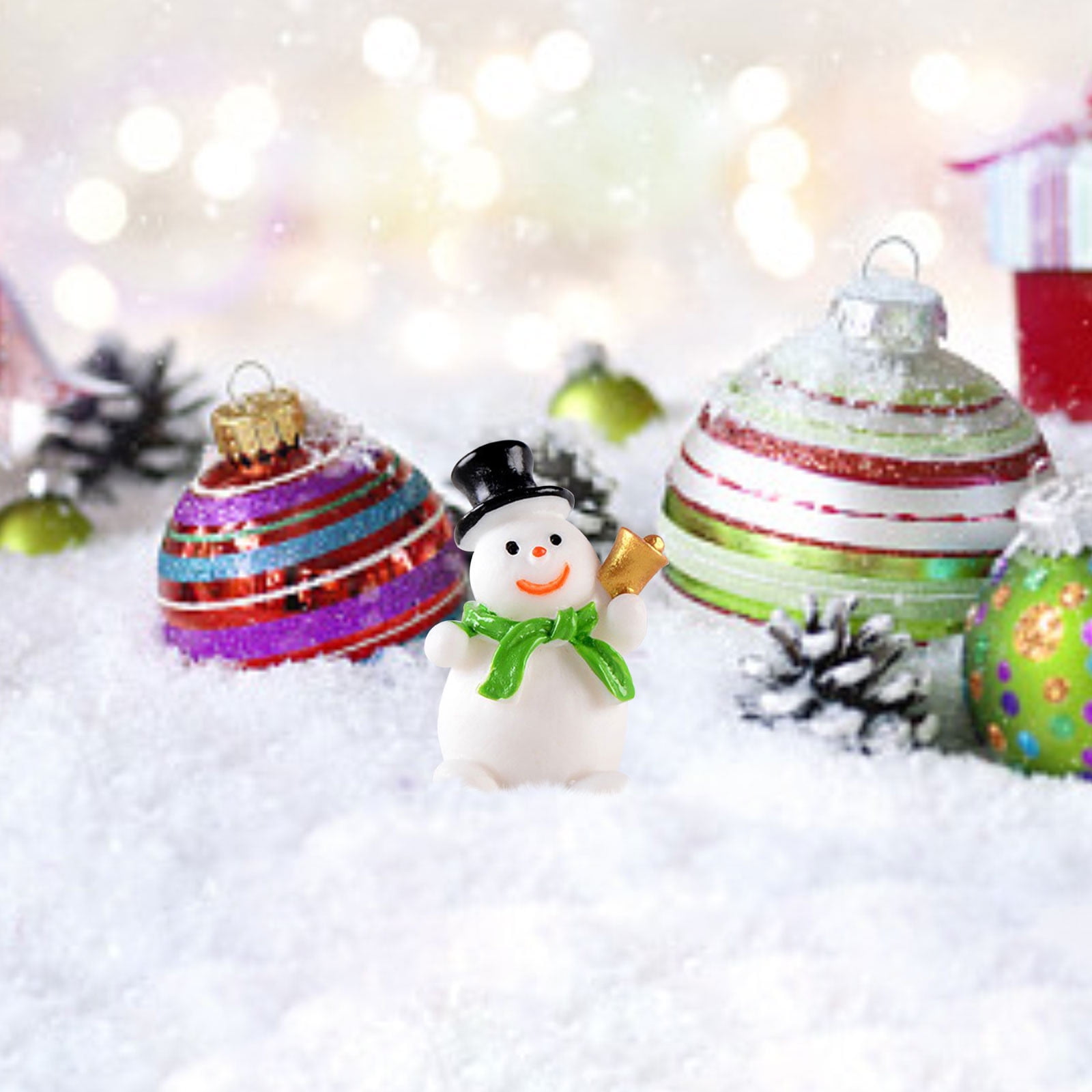 AURIGATE 3D Christmas Mini Snowman Ornaments DIY Snow Globes Miniature ...