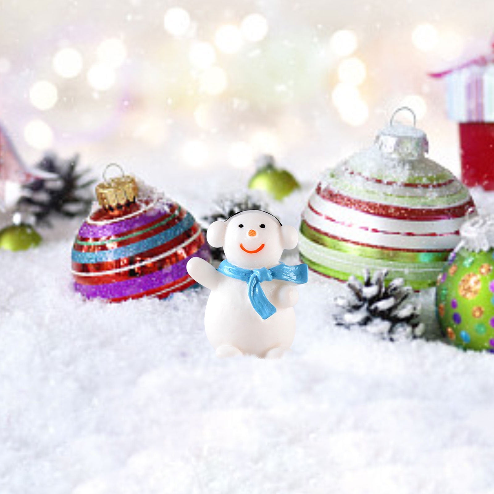 AURIGATE 3D Christmas Mini Snowman Ornaments DIY Snow Globes Miniature ...
