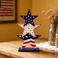 AURIGATE 4th July Patriotic Star Table Sign Wooden Red White Blue ...