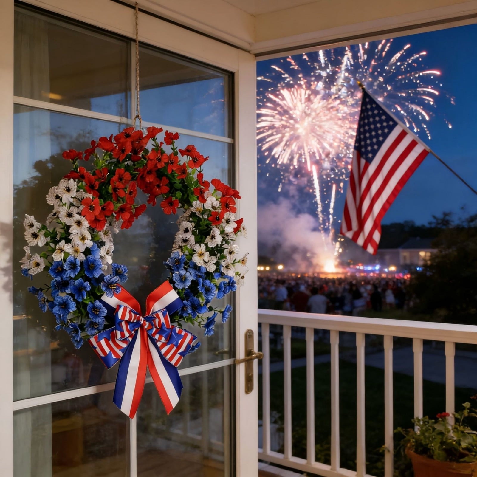 AURIGATE 4th of July Wreath, Artificial Flower Wreath for Front Door ...