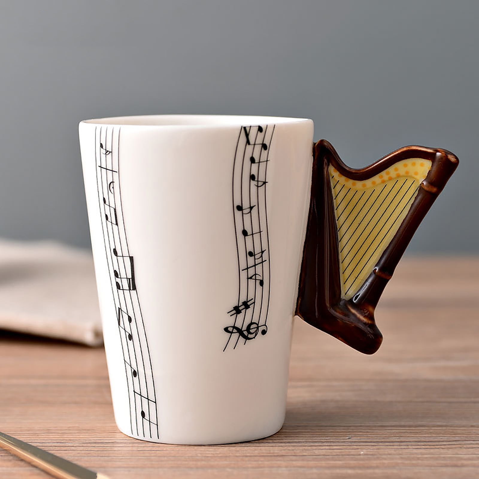 AURIGATE 7 Oz Guitar Mug Music Note Coffee Mug Ceramic Guitar Music Cup ...