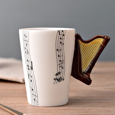 LanHong 13.5 Ounce Guitar Mug Music Note Coffee Mug Ceramic Guitar ...