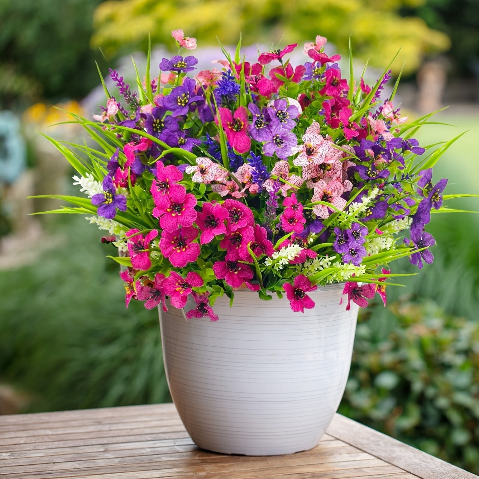 AURIGATE Artificial Flower Set, Faux Combo Pack Outdoor Fake Flowers ...