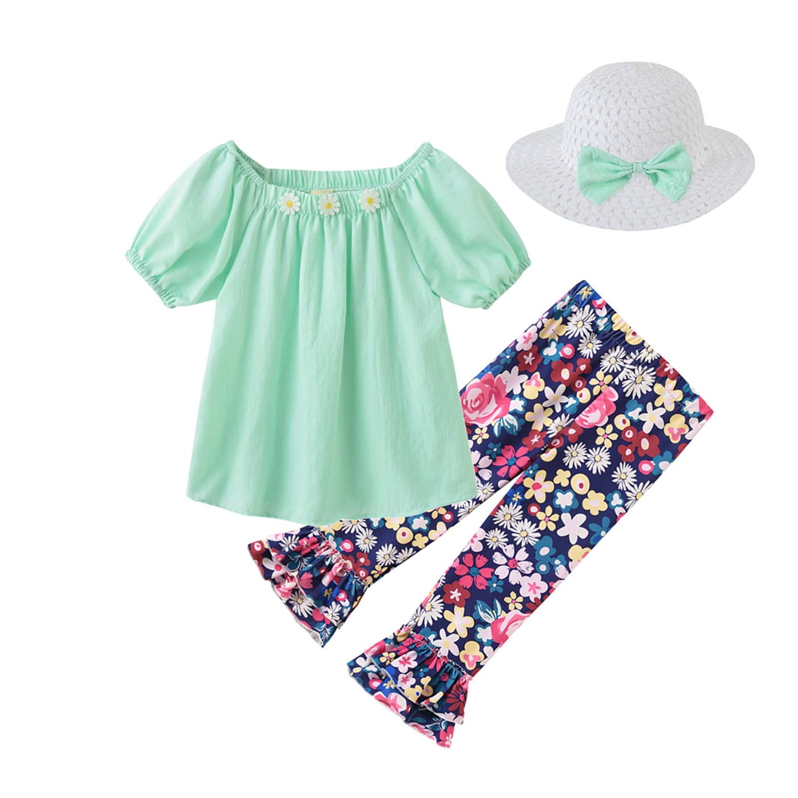 AURIGATE Baby Girl Clothes Toddler Outfit Love Shirt Ruffle Short ...
