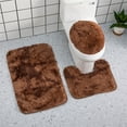 AURIGATE 3-Piece Bathroom Rugs Set, Non-Slip, Extra Absorbent, Chenille, Toilet Lid Cover ...
