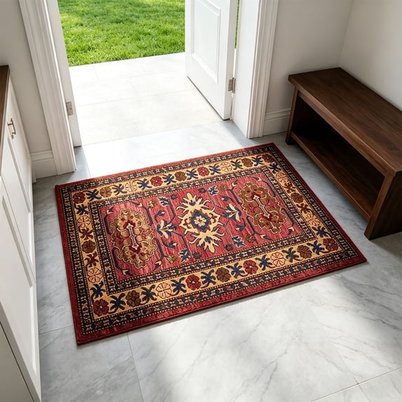 AURIGATE Bohemian Vintage Persian Area Rug, Soft Faux Non-Slip Washable ...