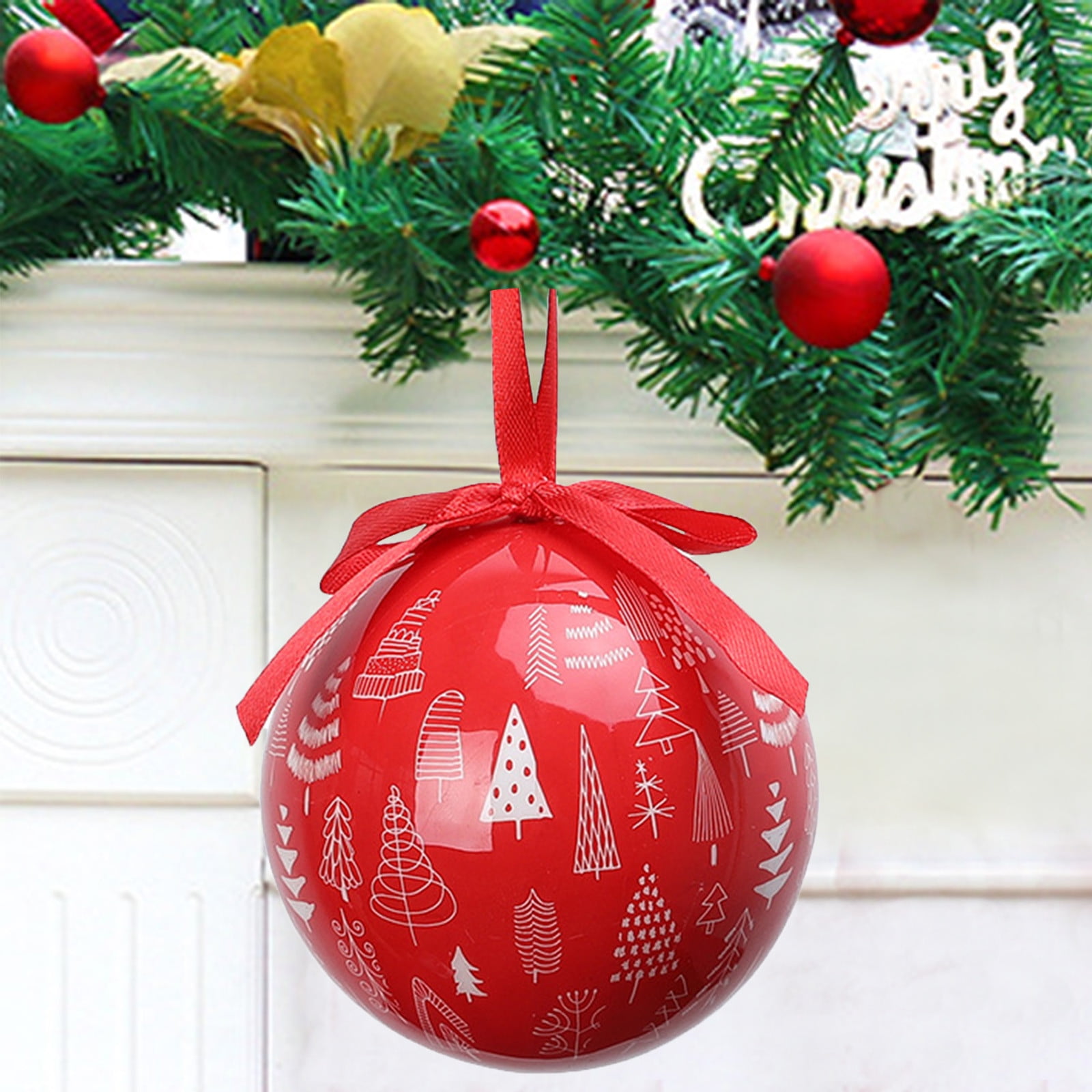 AURIGATE Christmas Ball Ornaments Sets, Red & White Shatterproof Balls ...