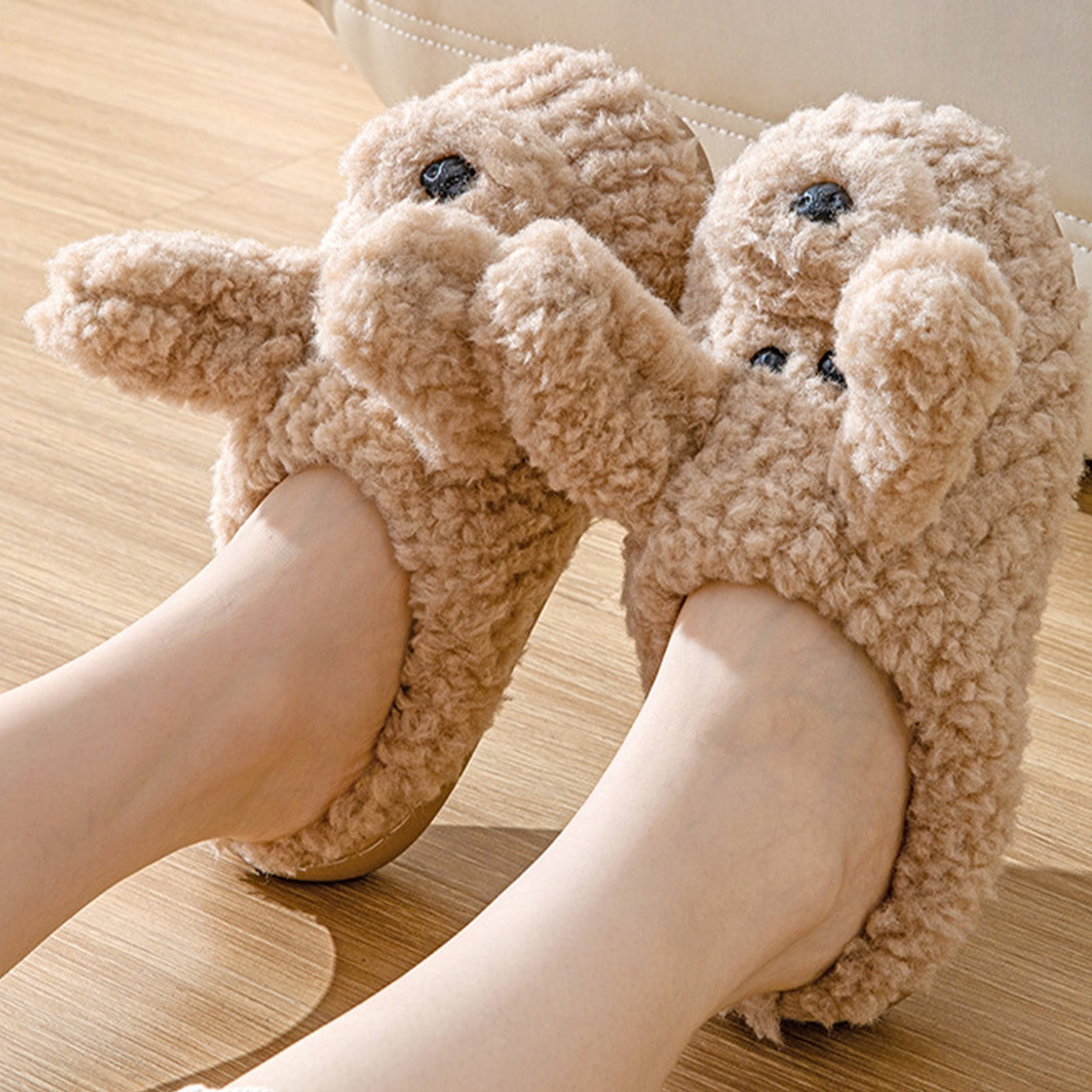 AURIGATE Christmas Cute Puppy Slipper 3D Cartoon Fluffy Teddy Dog ...