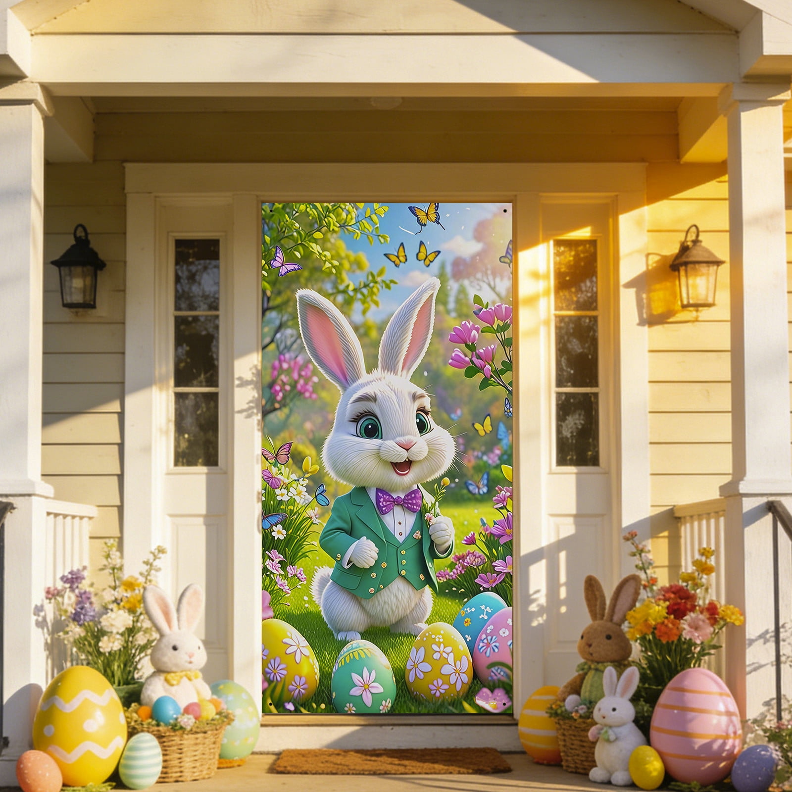 AURIGATE Easter Bunny Door Cover,Nylon & Spandex Blend Spring Holiday ...