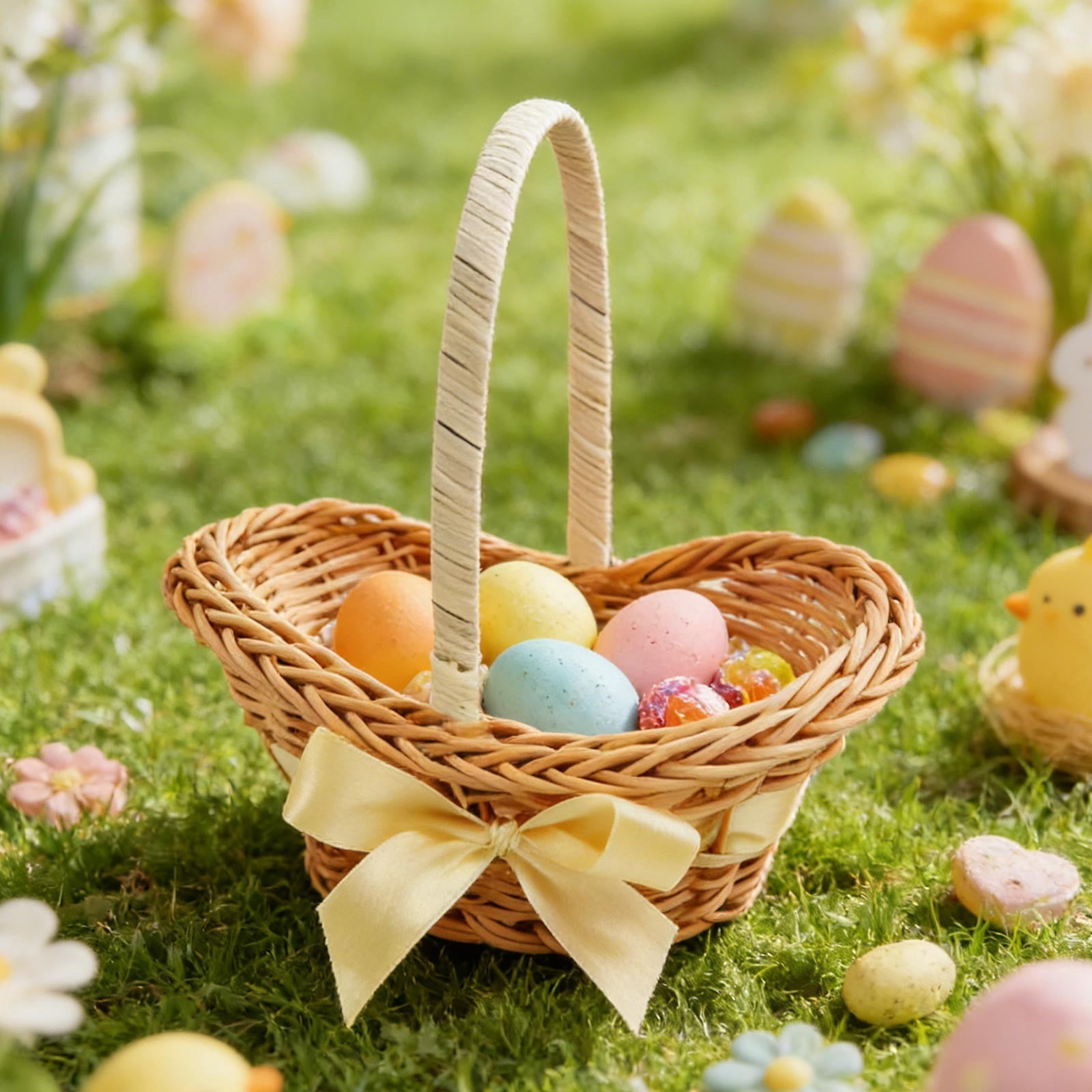 AURIGATE Easter Mini Decorative Hand-helds Flower Basket Woven with ...