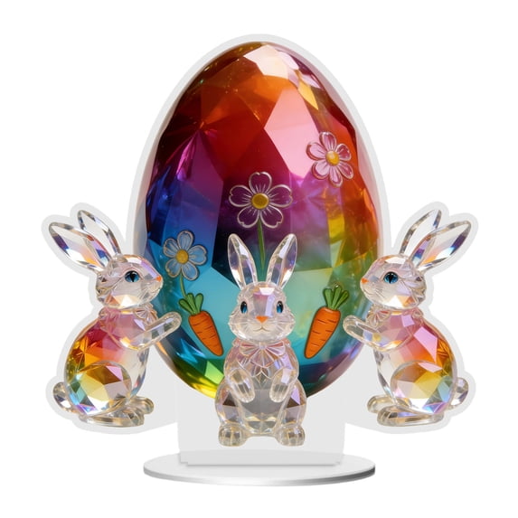 AURIGATE Easter Rainbow Crystal Egg & Bunny Decor Set - Iridescent ...