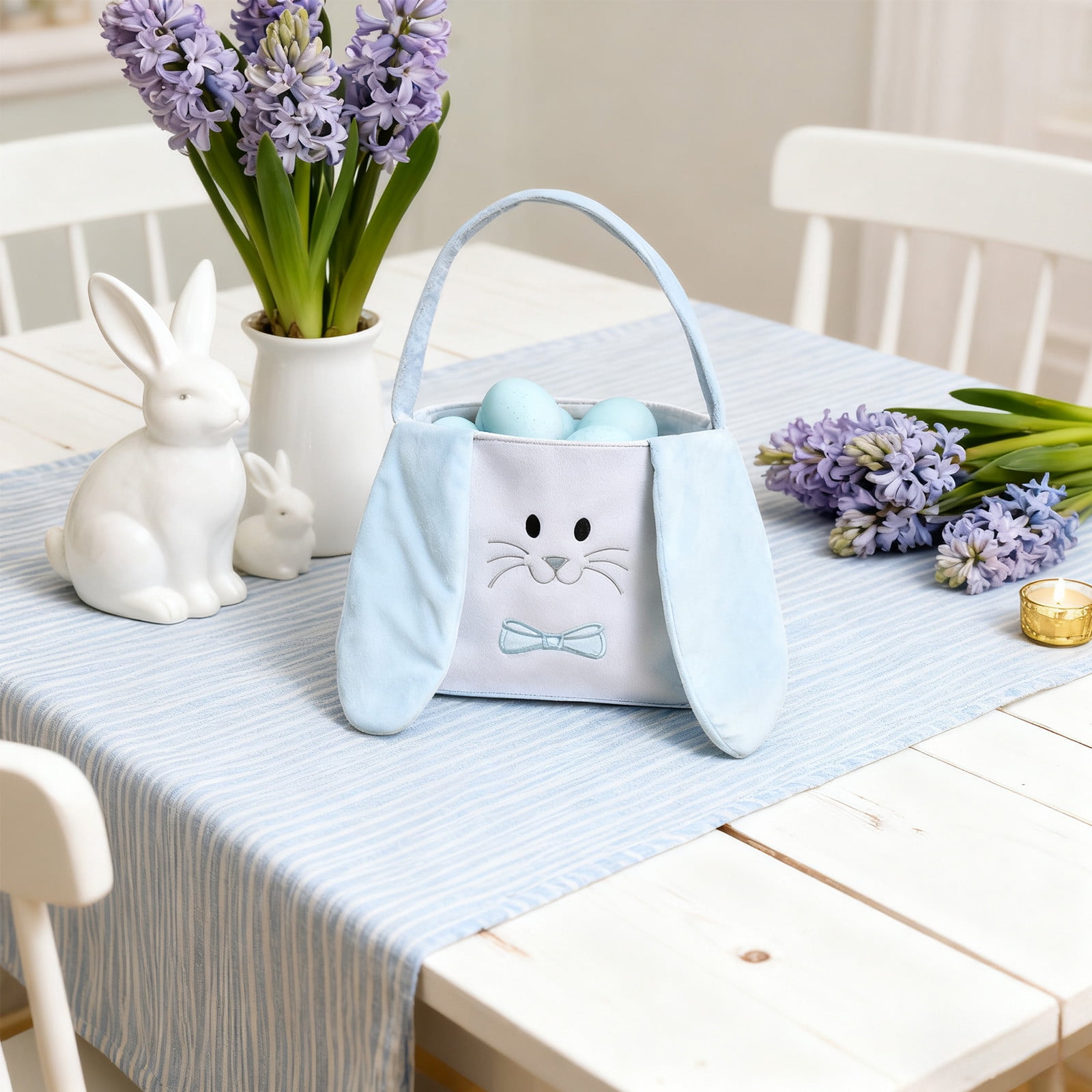 AURIGATE Easter Velvet Basket Easter Bunny Basket, Cute Fluffy Bag with ...